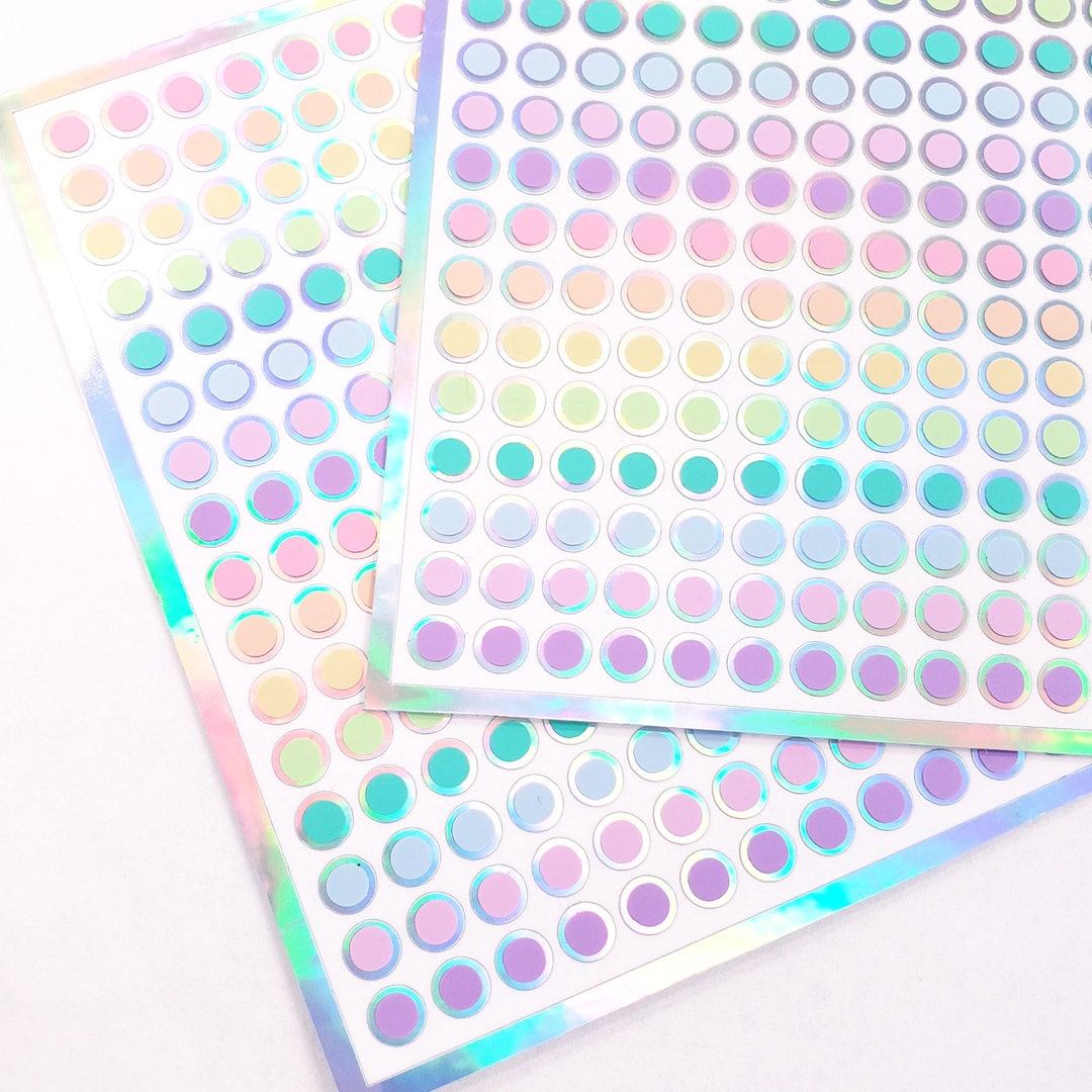 Pastel Colors Rainbow Dots Sticker Sheets, Set of 368 Small Round Multi ...