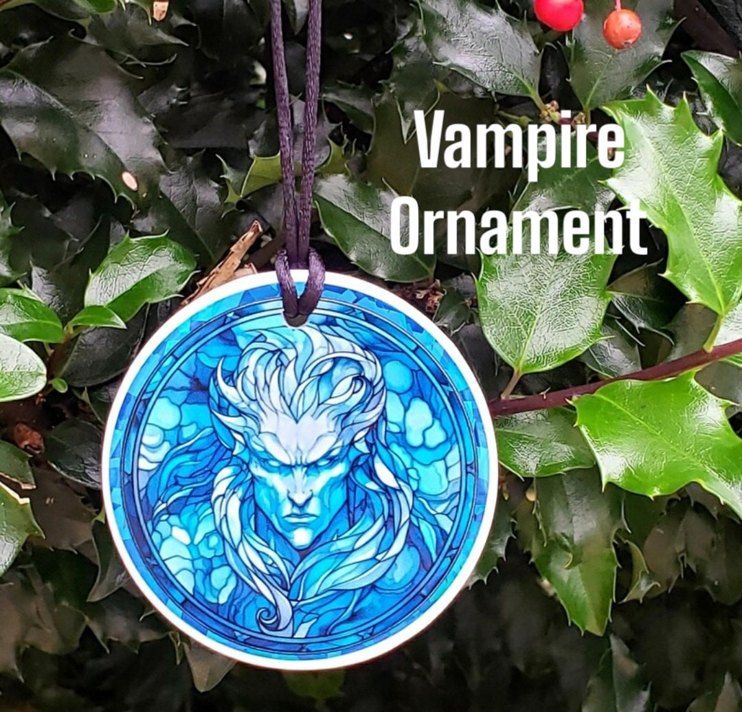 Vampire Christmas Tree Ornament. Round Ceramic Vampire Monster Creature ...