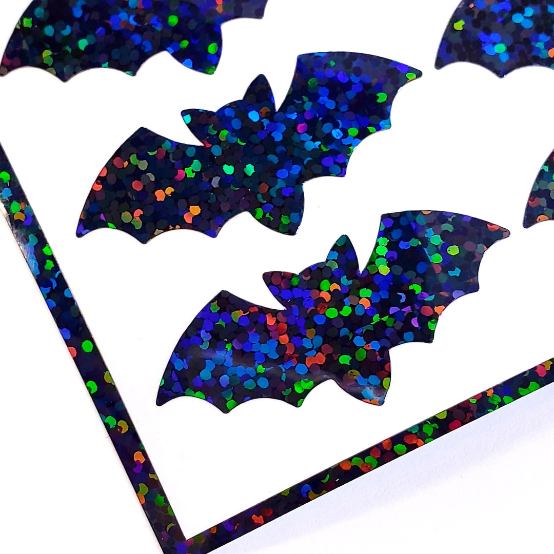 Black Bat Stickers for Halloween Tumblers, Scrapbooking, Junk Journals ...