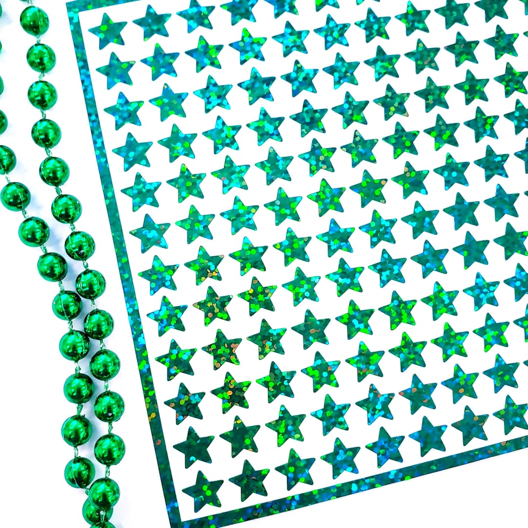 Green Star Stickers, Set of 192 Small Sparkly Stars, Vinyl Decals for ...
