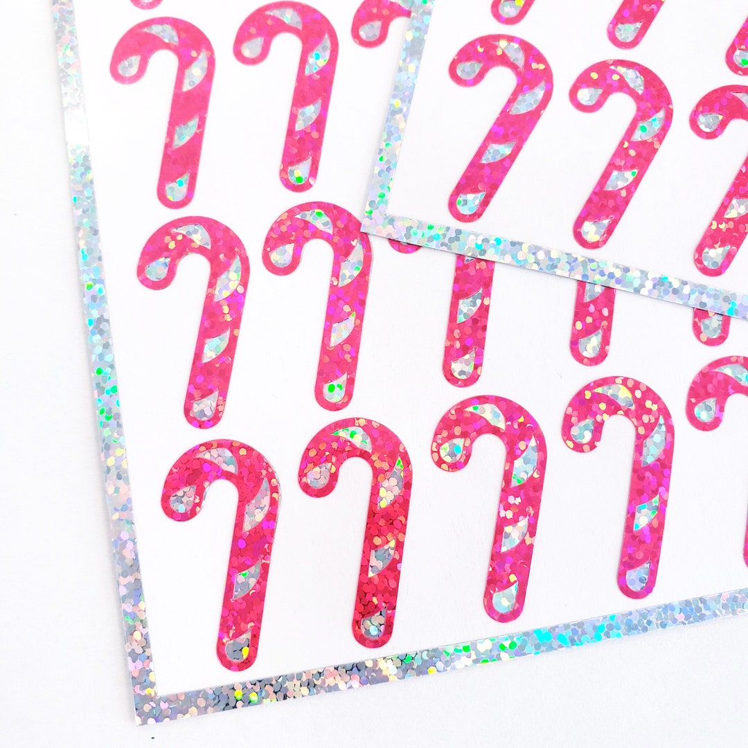 Pink Candy Cane Stickers Set of 30 Sparkly Christmas - Etsy