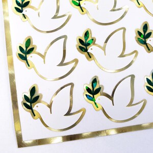 Peace Dove Sticker Sheet, Set of 28 White and Gold Stickers for ...