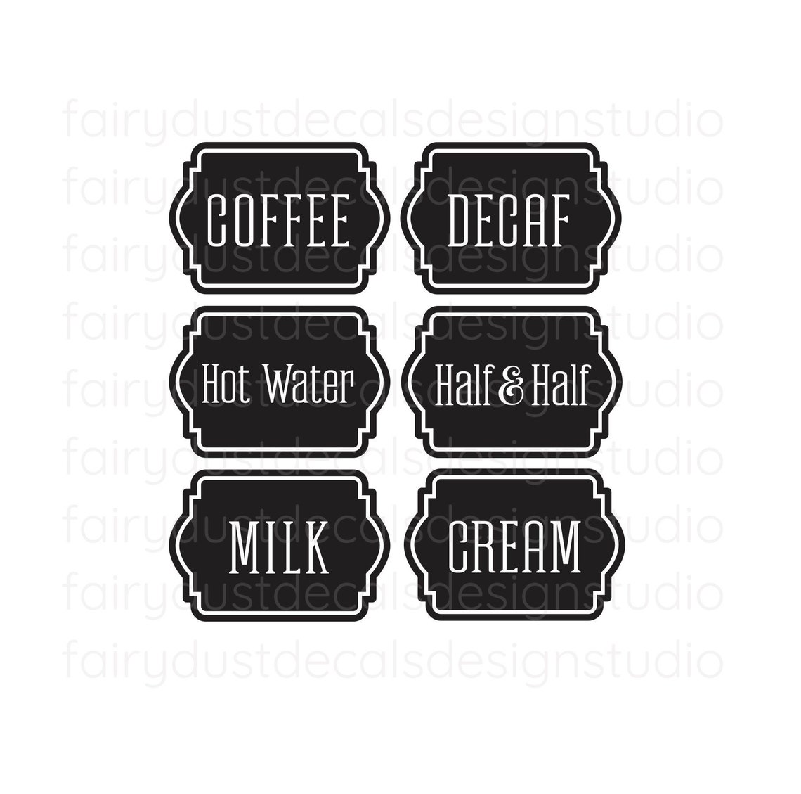 Coffee Decal Set of 6 Carafe Decals Coffee Decaf Hot Water | Etsy