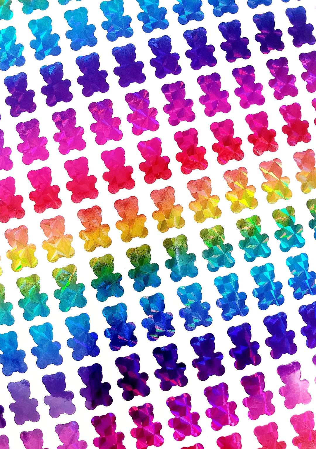 Rainbow Gummy Bears Stickers, Set of 100 Cute Bear Shaped Vinyl ...