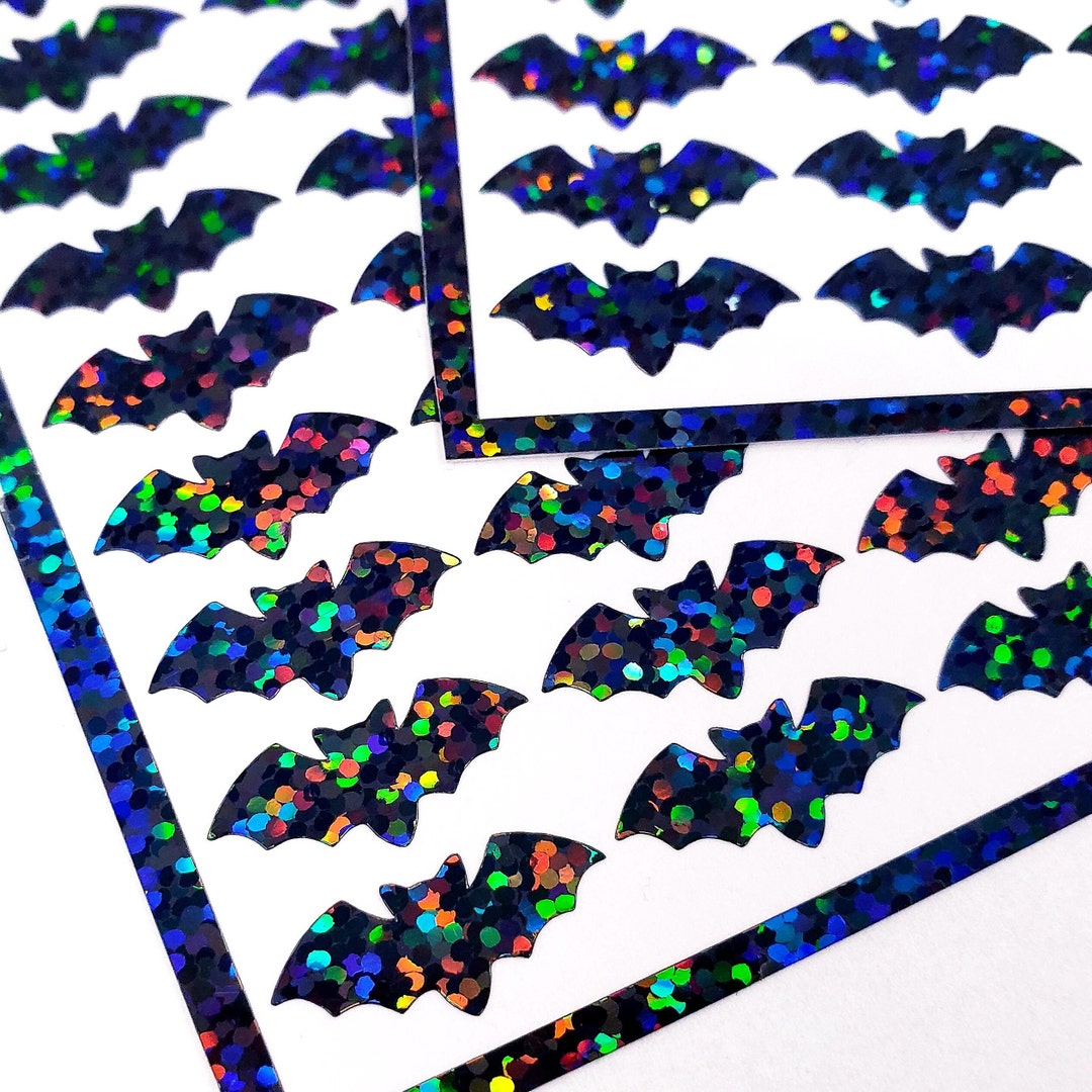 Set of 96 Black Sparkly Bat Stickers for Tumblers, Calendars, Journals ...