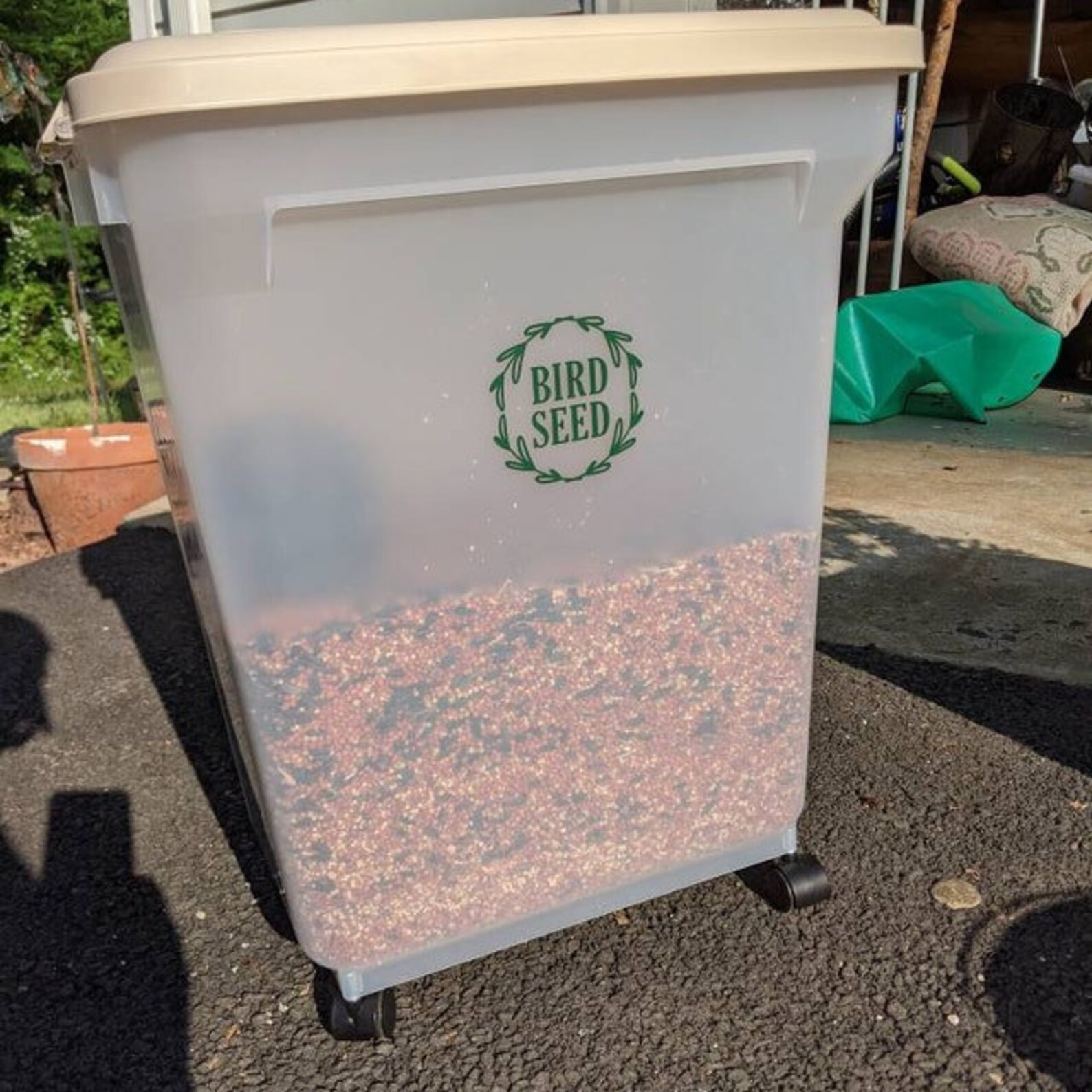 Bird Seed Decal, Computer Cut Vinyl Sticker, Wild Bird Seed Container ...