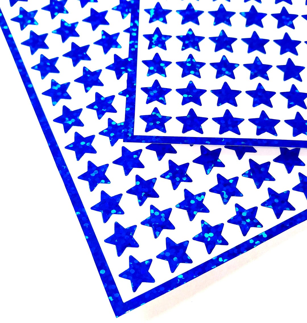 Blue Star Stickers, Set of 192 Small Sparkly Stars, Vinyl Decals for ...