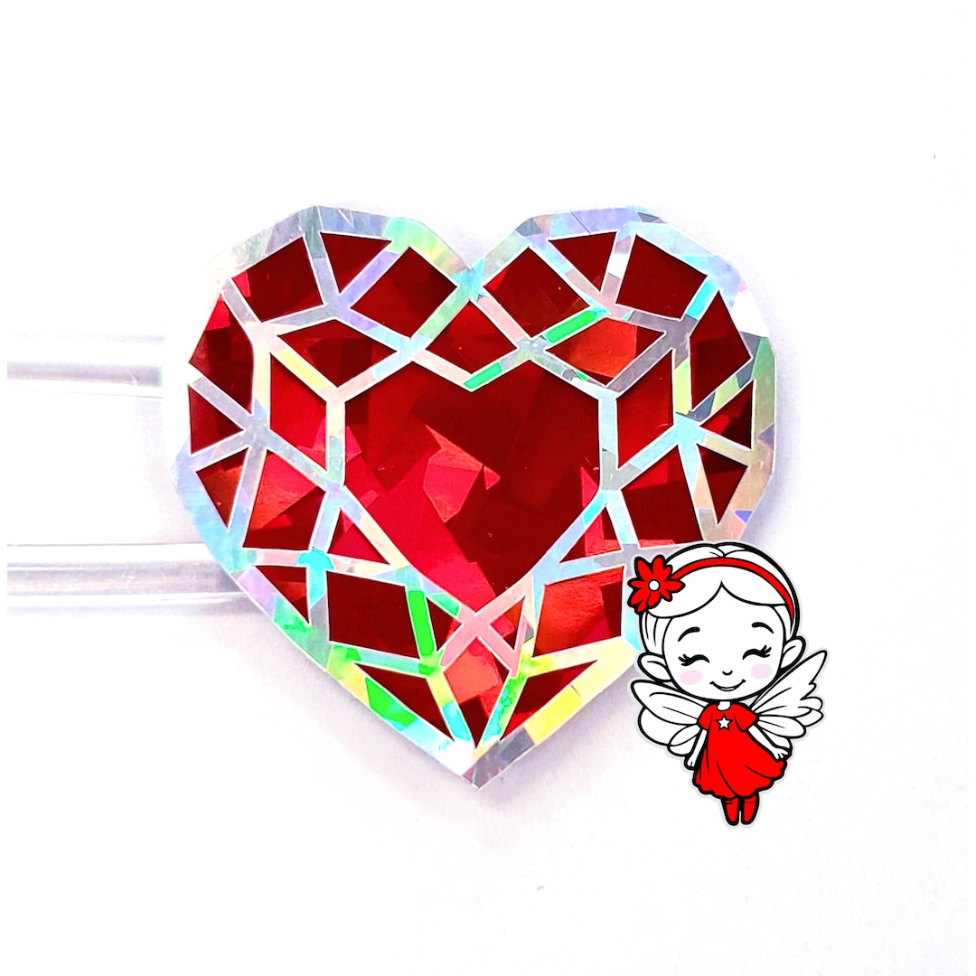 Red Ruby Heart Jewel Stickers, Set of 5 Sparkling Gemstone Vinyl Decals ...