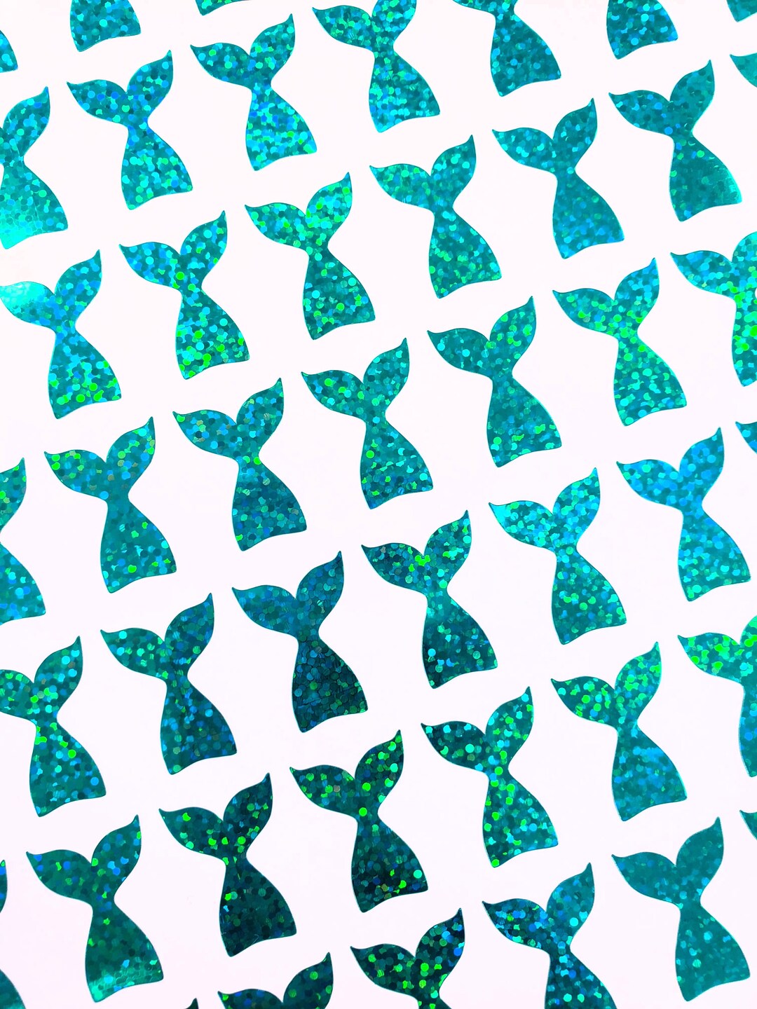 Mermaid Tail Stickers, Set of 50 Small Sparkly Turquoise Mermaid Tail ...