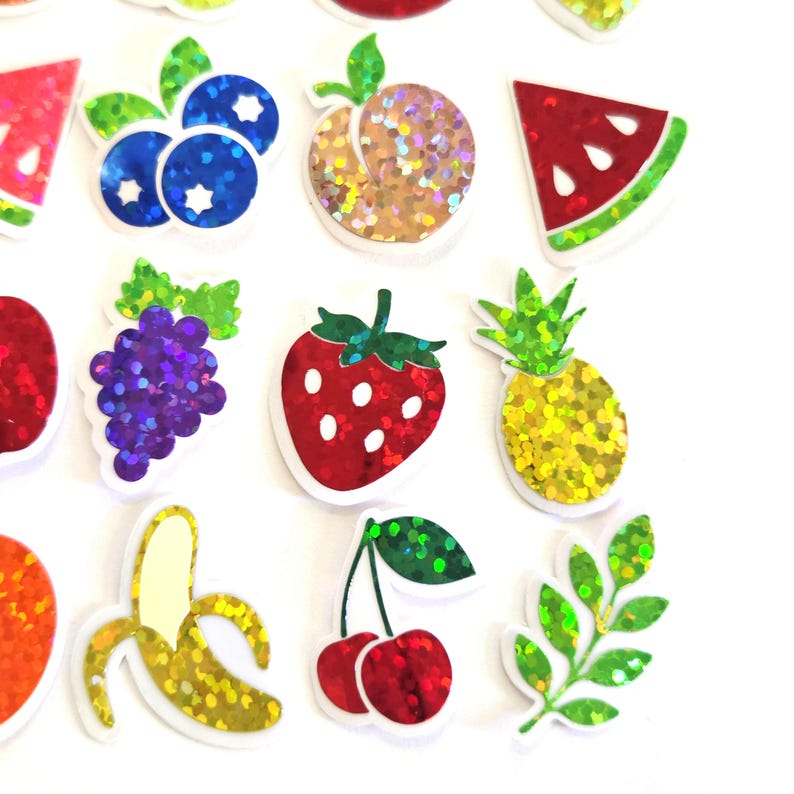 Tiny Fruit Sticker Sample Pack, Set of 16 Die-cut Peel and Stick Fruit ...