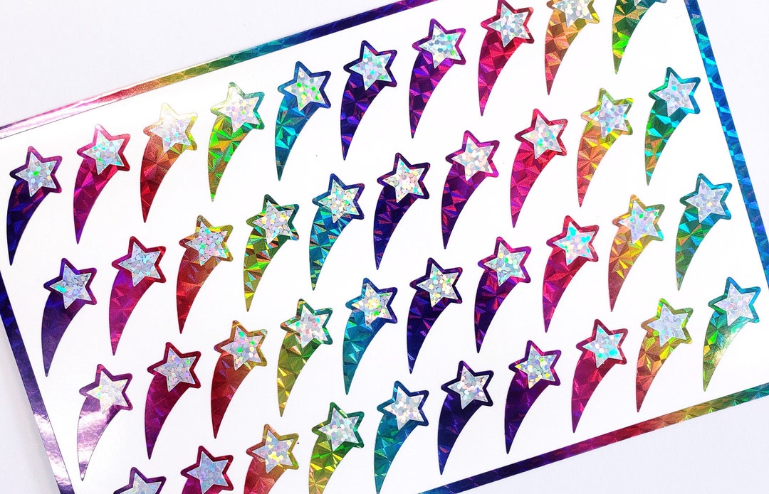 Shooting Star Stickers, Set of 40 Peel and Stick Kiss Cut Star Stickers ...