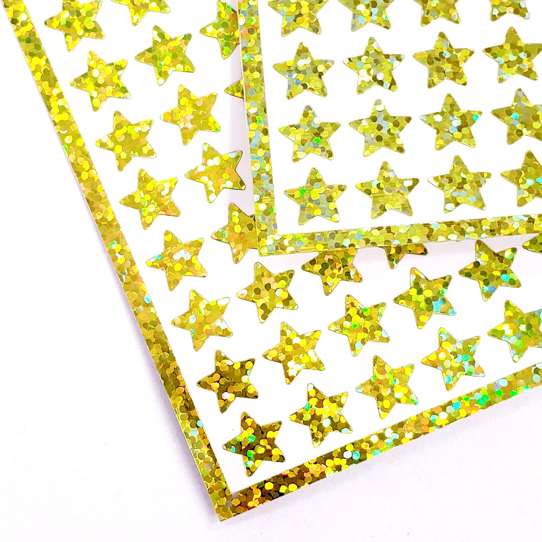 Yellow Stars Sticker Sheet, Set of 192 Star Decals, Decorative Glitter ...