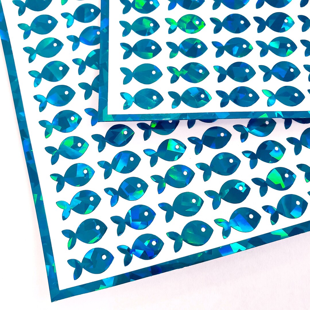Fish Stickers, Set of 120 Small Sparkly Blue Fish Decals, Tropical Fish ...
