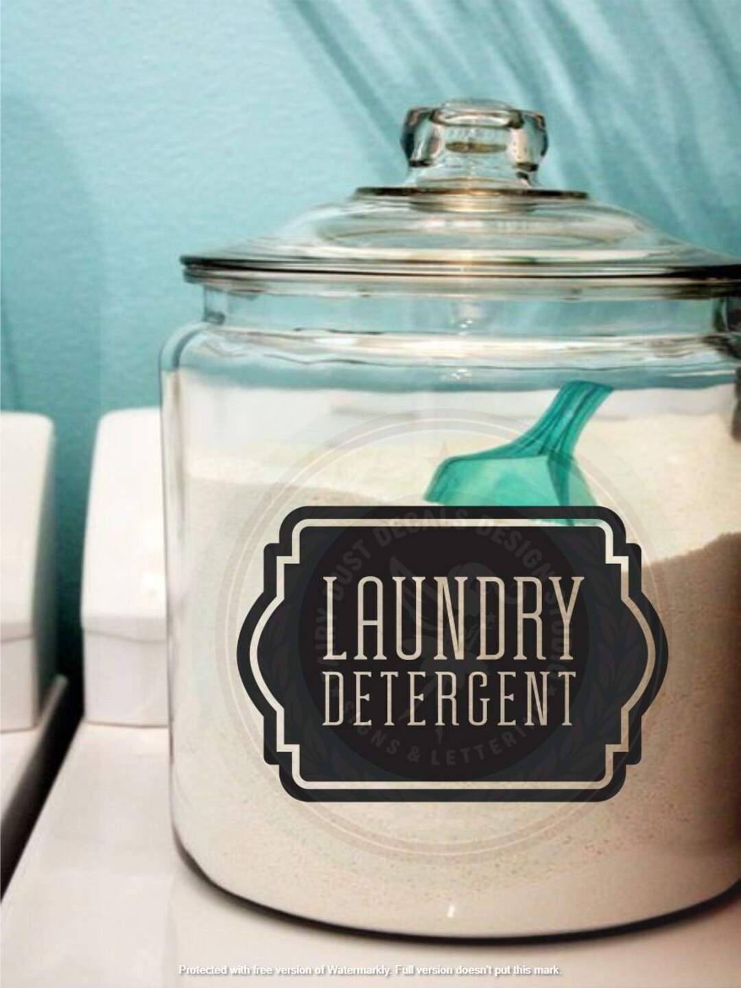 Laundry Detergent Decal, Laundry Room Soap Powder Container Sticker ...