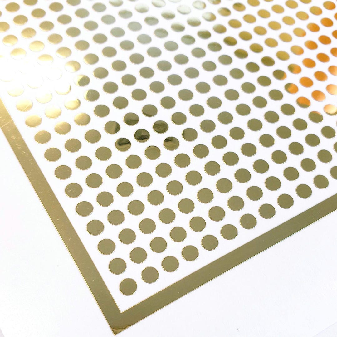 Extra Small Gold Dot Stickers, Set of 750 Micro Sized Golden Dot Vinyl ...
