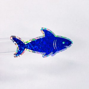 Shark Stickers, Set of 6, 12 or 24 Shark Shaped Glitter Stickers for ...