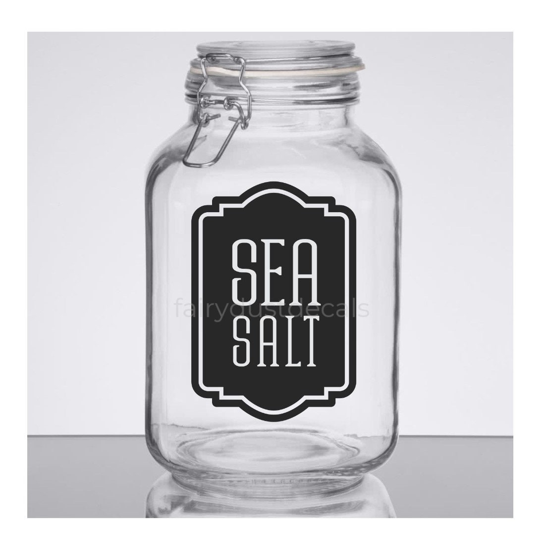 Sea Salt Canister Label sea salt vinyl decal kitchen pantry | Etsy