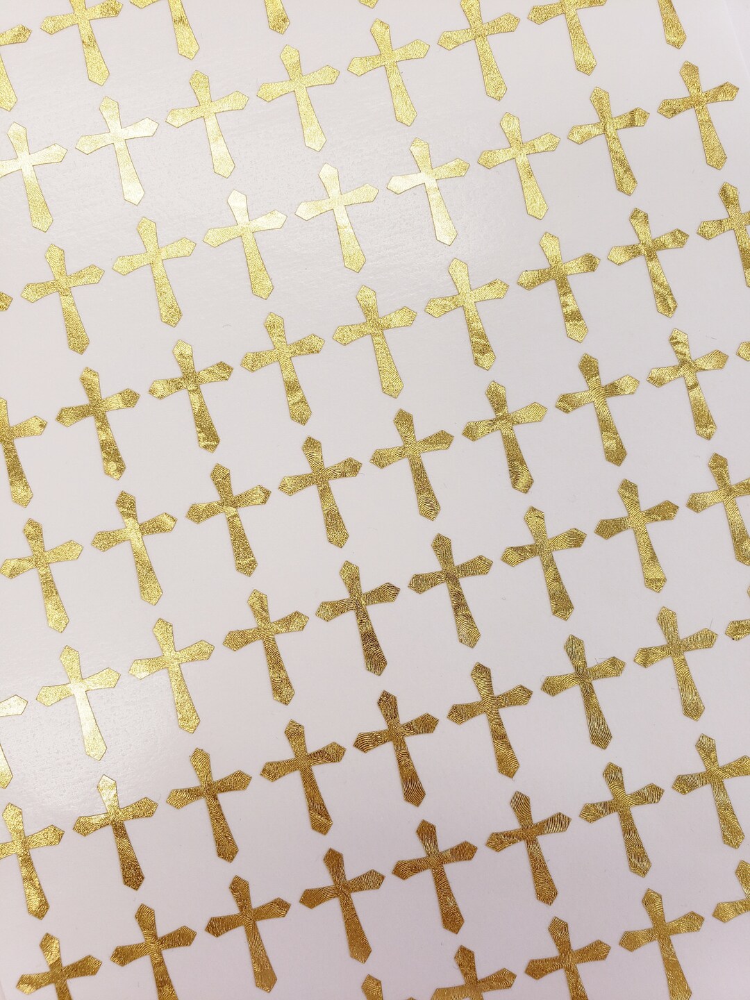 Gold Christian Cross Stickers, Set of 64 Golden Cross Decals, Pointed ...