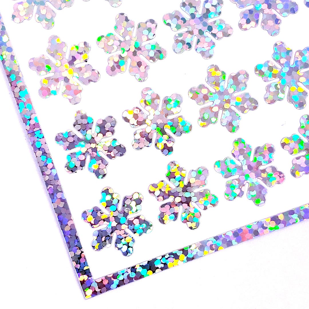 Silver Snowflake Stickers, Set of 99 Small Sparkly Snow Embellishments ...
