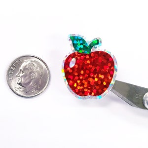 Red Apple Stickers, Set of 12 or 24 Sparkly Fruit Decals for Envelopes ...