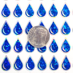 Blue Water Drop Stickers, Set of 136 Sparkly Blue Raindrop Vinyl Decals ...