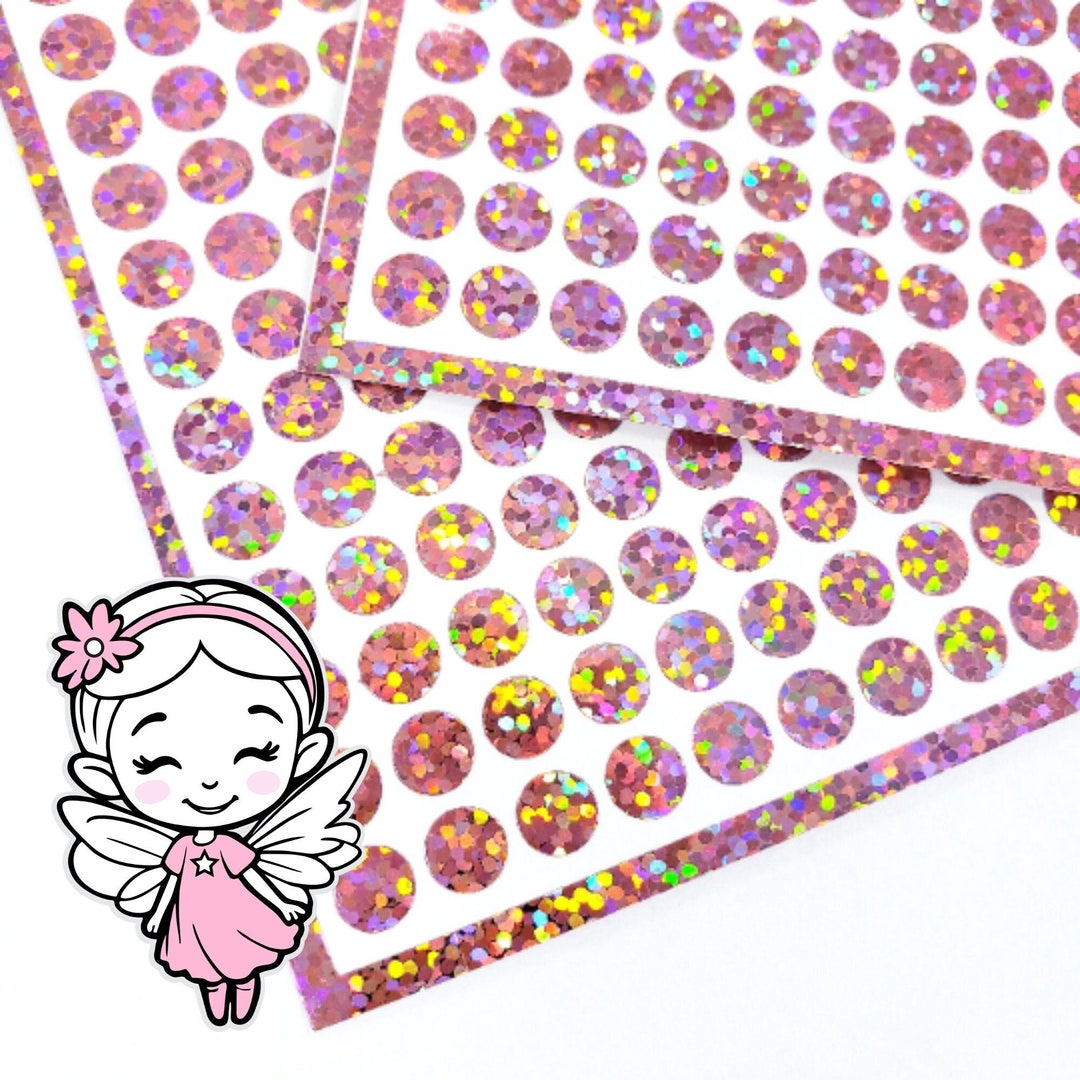 Pink Dot Stickers, Set of 368 Light Pink Glitter Dot Stickers for ...