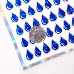 Blue Water Drop Stickers, Set of 136 Sparkly Blue Raindrop Vinyl Decals ...