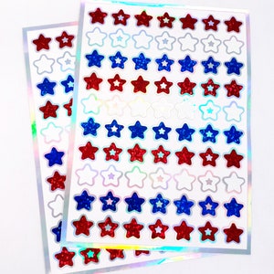Red, White and Blue Star Stickers, Set of 70 Peel and Stick Waterproof ...