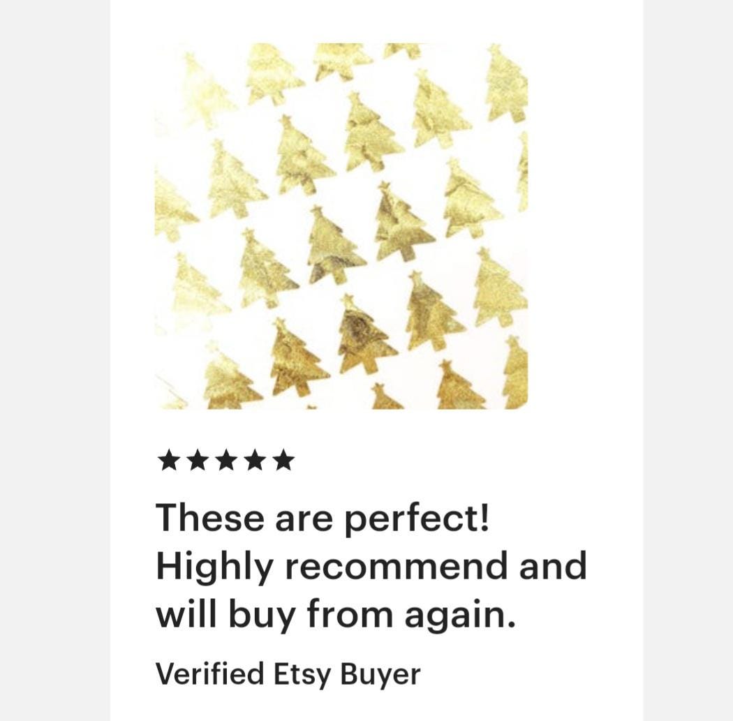 Gold Christmas Tree Stickers: Holiday Card & Envelope Seals, Set of 50 ...