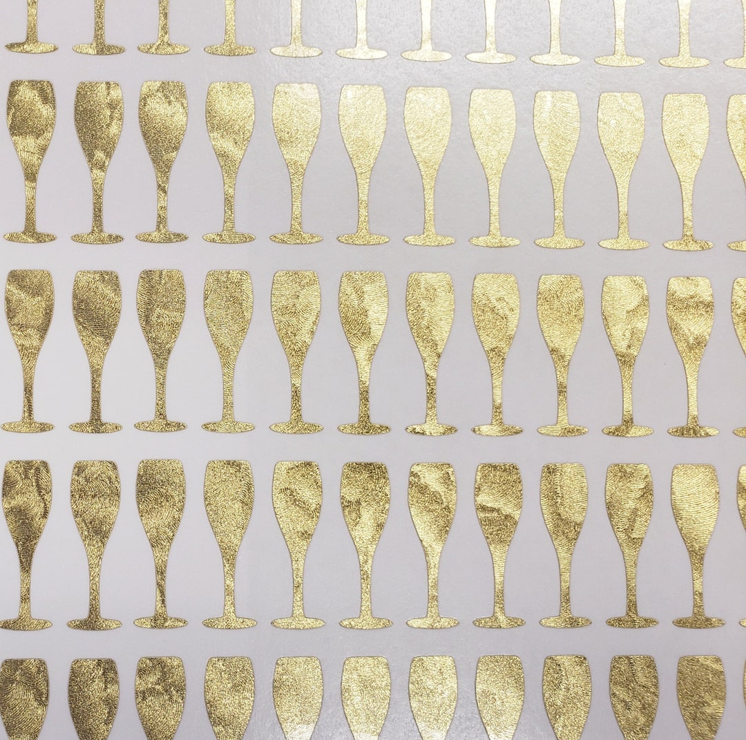 Gold Champagne Glass Stickers, Set of 72 Gold Champagne Stickers ...