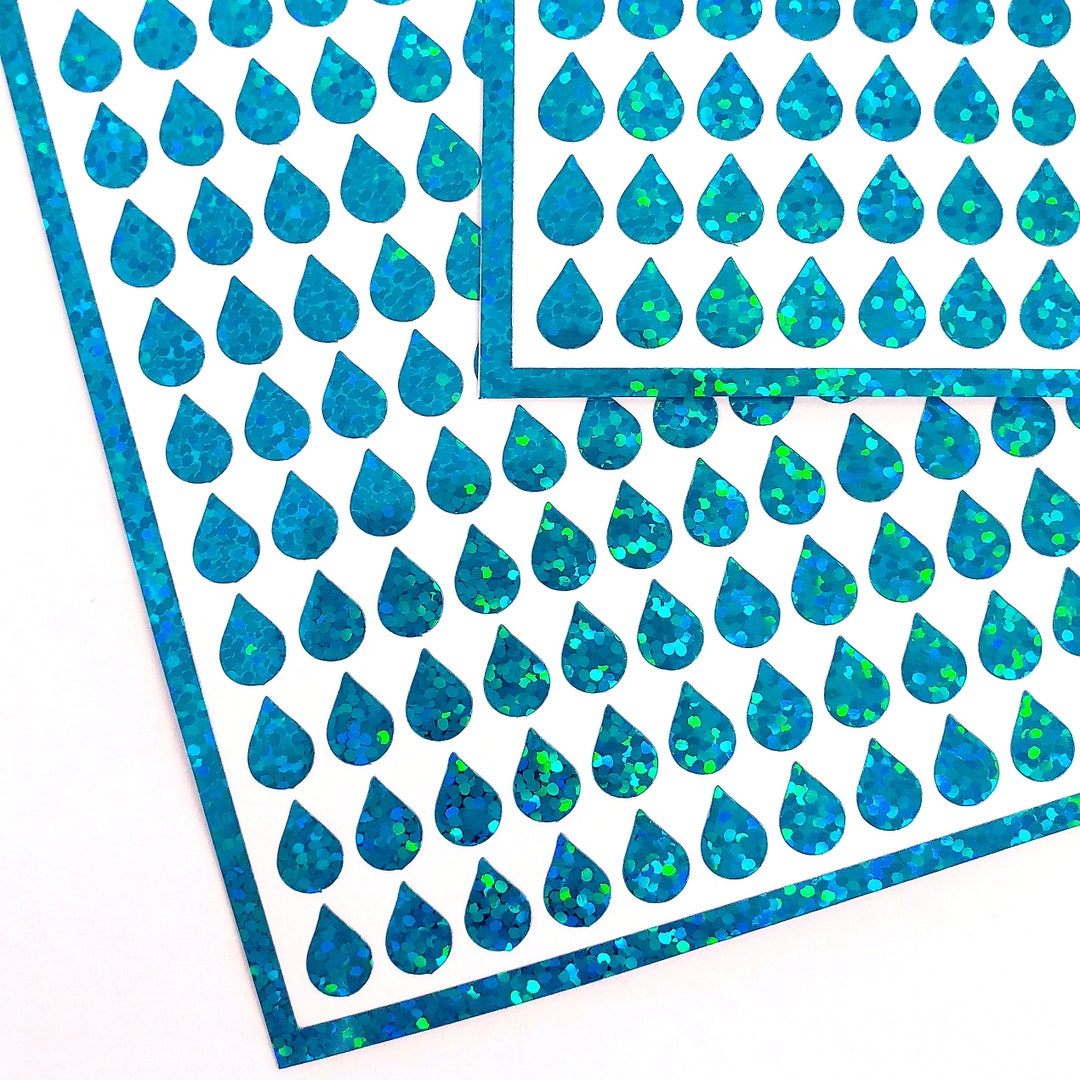 Rain Drop Stickers, Set of 264 Sparkly Raindrop Vinyl Decals, Drink ...