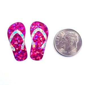 Hot Pink Flip Flop Stickers, Cute Set of 15 Pink Sparkly Beach Flip ...