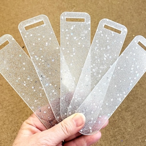 Bookmark Blanks, Set of 5 Clear Acrylic Plastic Bookmarks With Sparkly ...