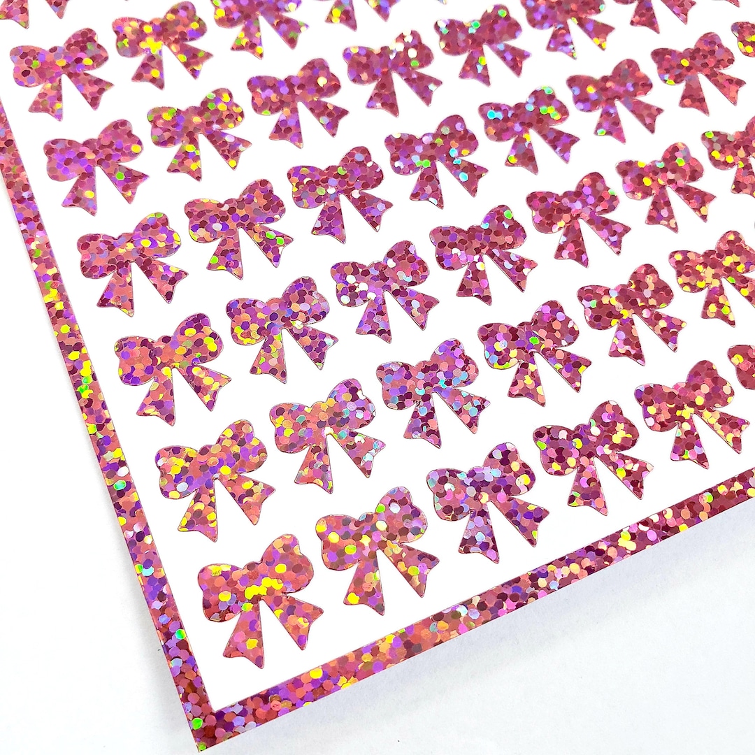 Pink Bow Stickers, Set of 96 Tiny Cheer Bow Decorative Stickers for ...