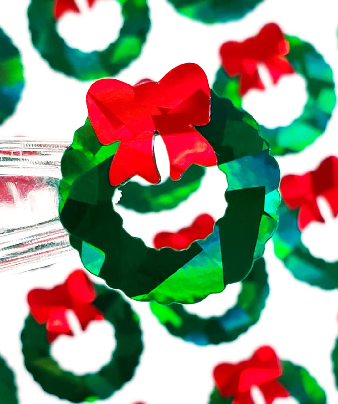 Holiday Wreath Stickers, Set of 48 Small Sparkly Green Wreath Stickers ...