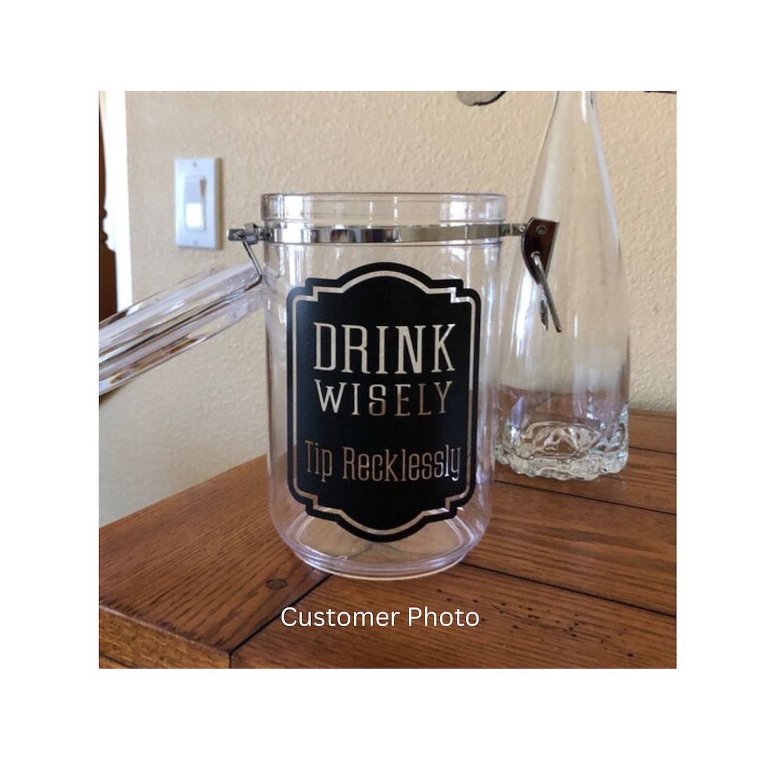Tip Jar Decal, Tip Money Canister Label, Bartender Cocktail Waitress ...