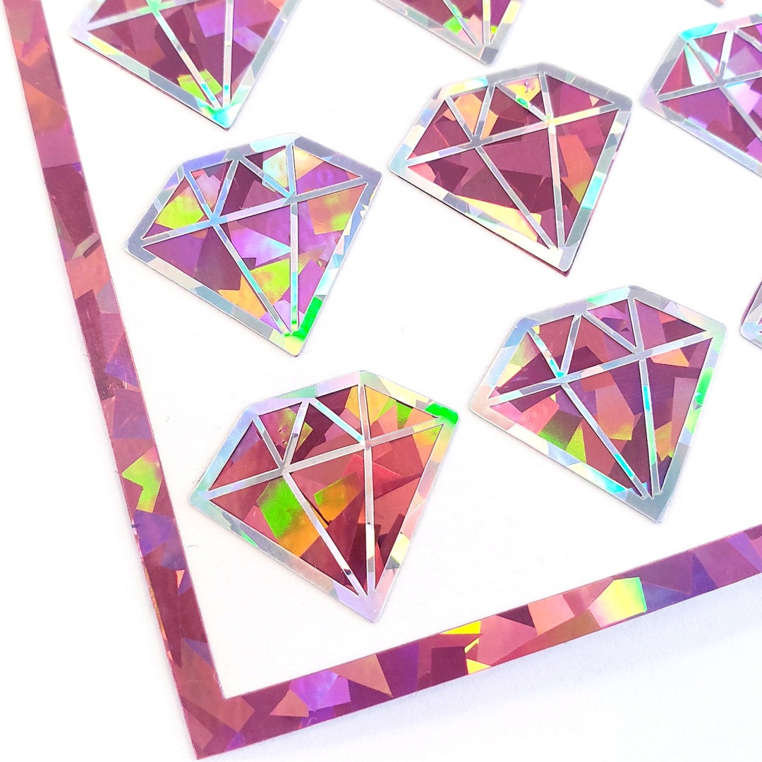 Pink Diamond Stickers, Set of 40 Small Sparkly Light Pink Diamond ...