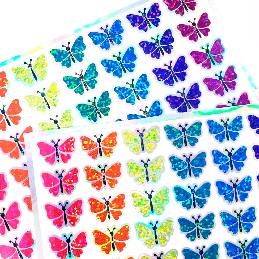 Butterfly Stickers, Set of 49 Cute Neon Bright Rainbow Color ...