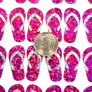 Hot Pink Flip Flop Stickers, Cute Set of 15 Pink Sparkly Beach Flip ...