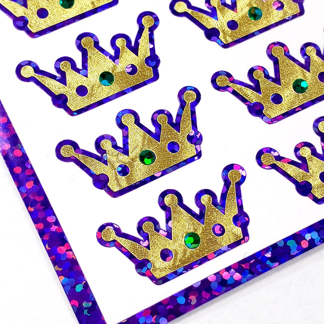 Mardi Gras Crown Stickers, Set of 48 Purple Green and Gold Crown ...