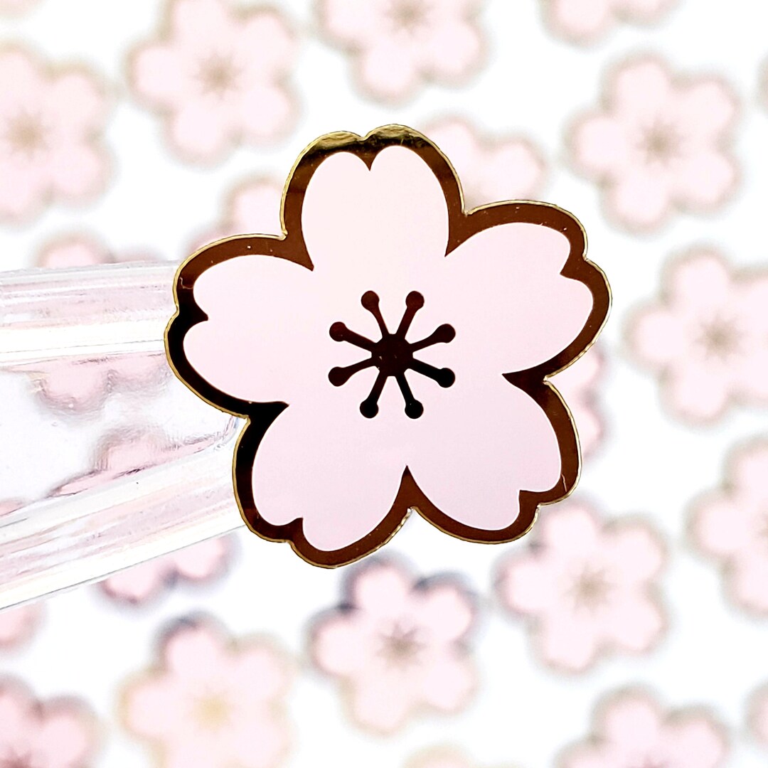 Pink Cherry Blossom Flower Stickers, Set of 70 Pale Pink and Gold ...