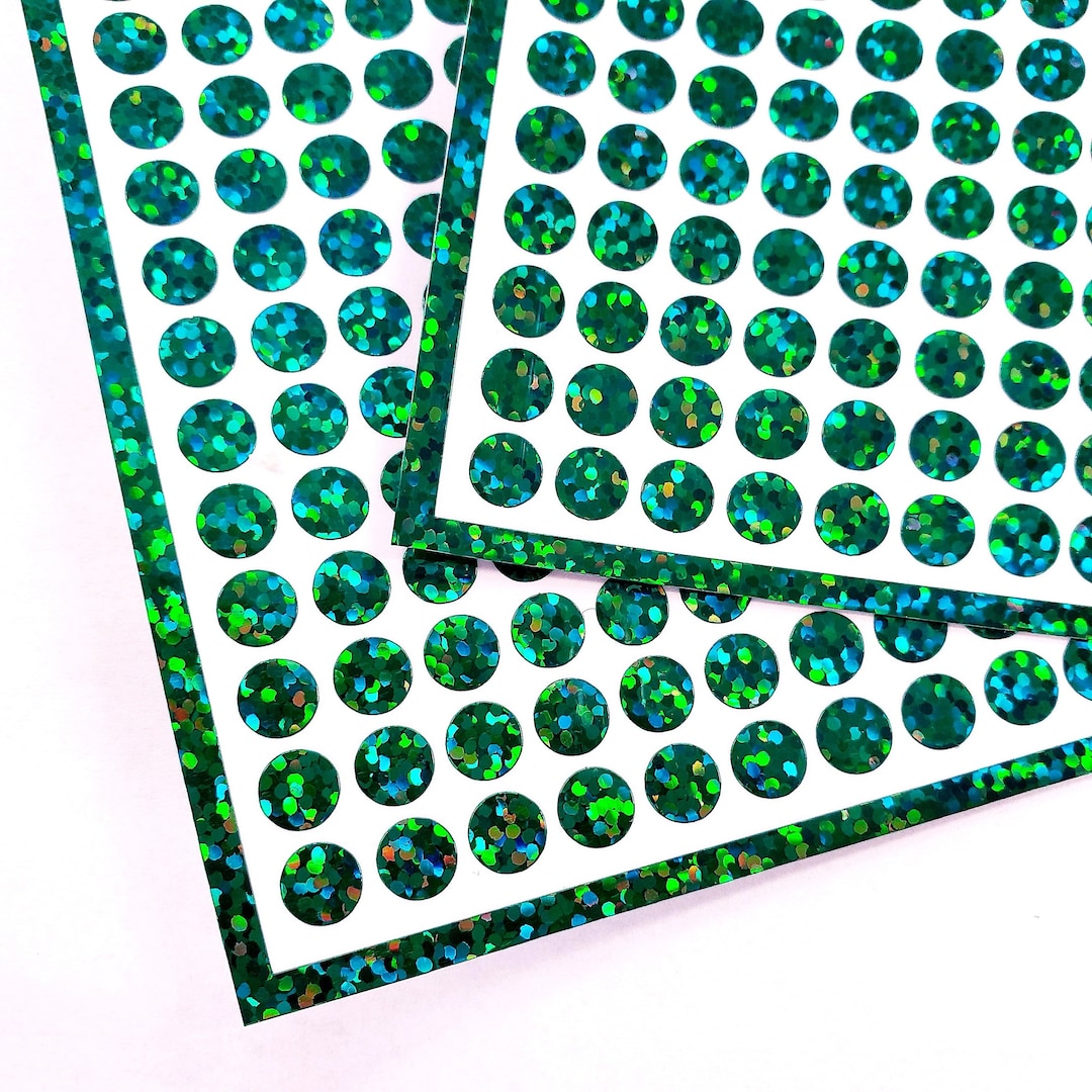 Green Dot Stickers, Set of 368 Sparkly Stickers for Charts, Journals ...