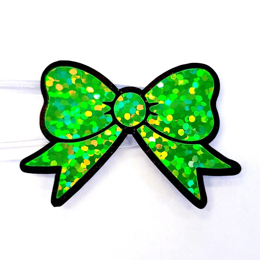 Wicked Cute Green Bow Stickers, Set of 18 Sparkly Coquette Ribbons for ...