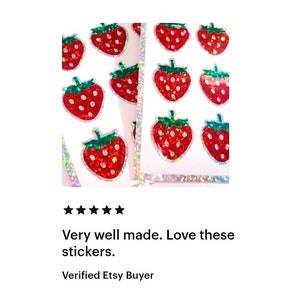 Strawberry Stickers, Set of 15 or 30 Red and Green Fruit Vinyl Decals ...