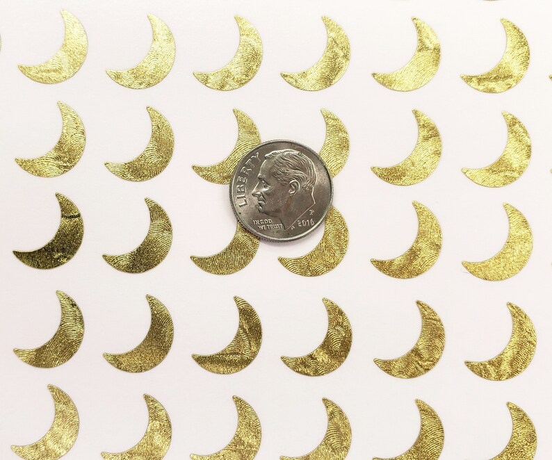 Moon Stickers, Set of 99 Small Crescent Gold Moon Vinyl Decals ...