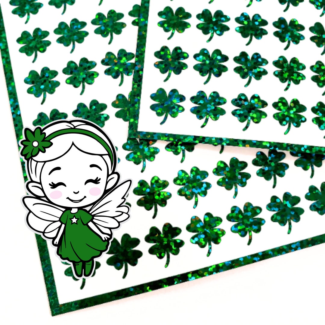 St. Patrick's Day Lucky Clover Stickers, Set of 104 Dark Green Four ...