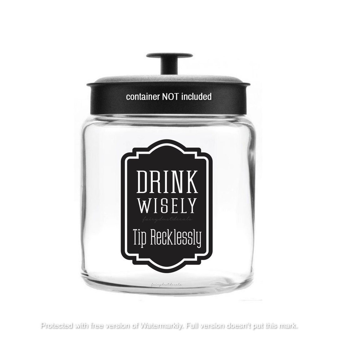 Tip Jar Decal Tip Money Canister Label Bartender Cocktail - Etsy