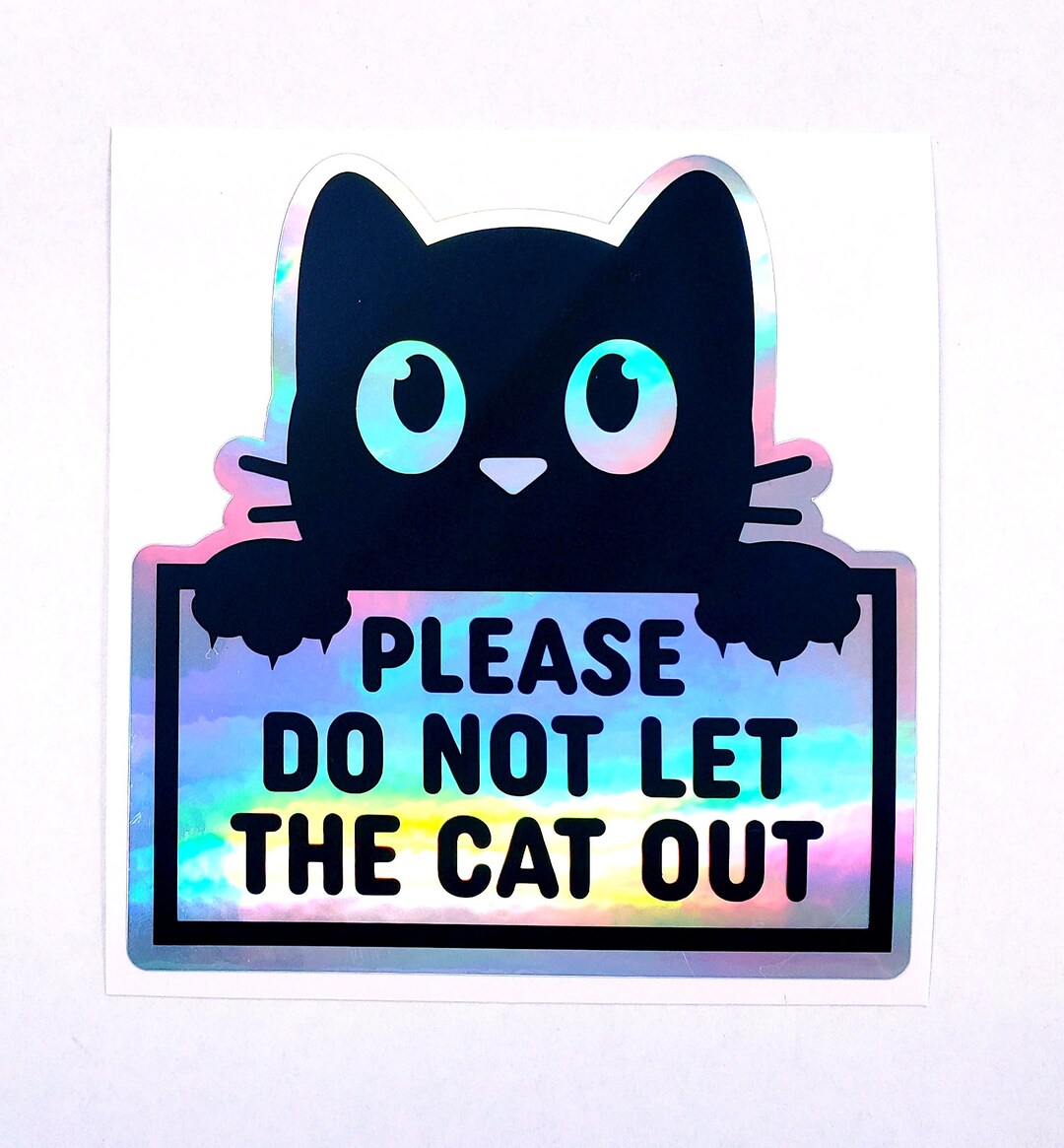 Please Do Not Let the Cat Out Sticker, Holographic Vinyl Sticker - Etsy