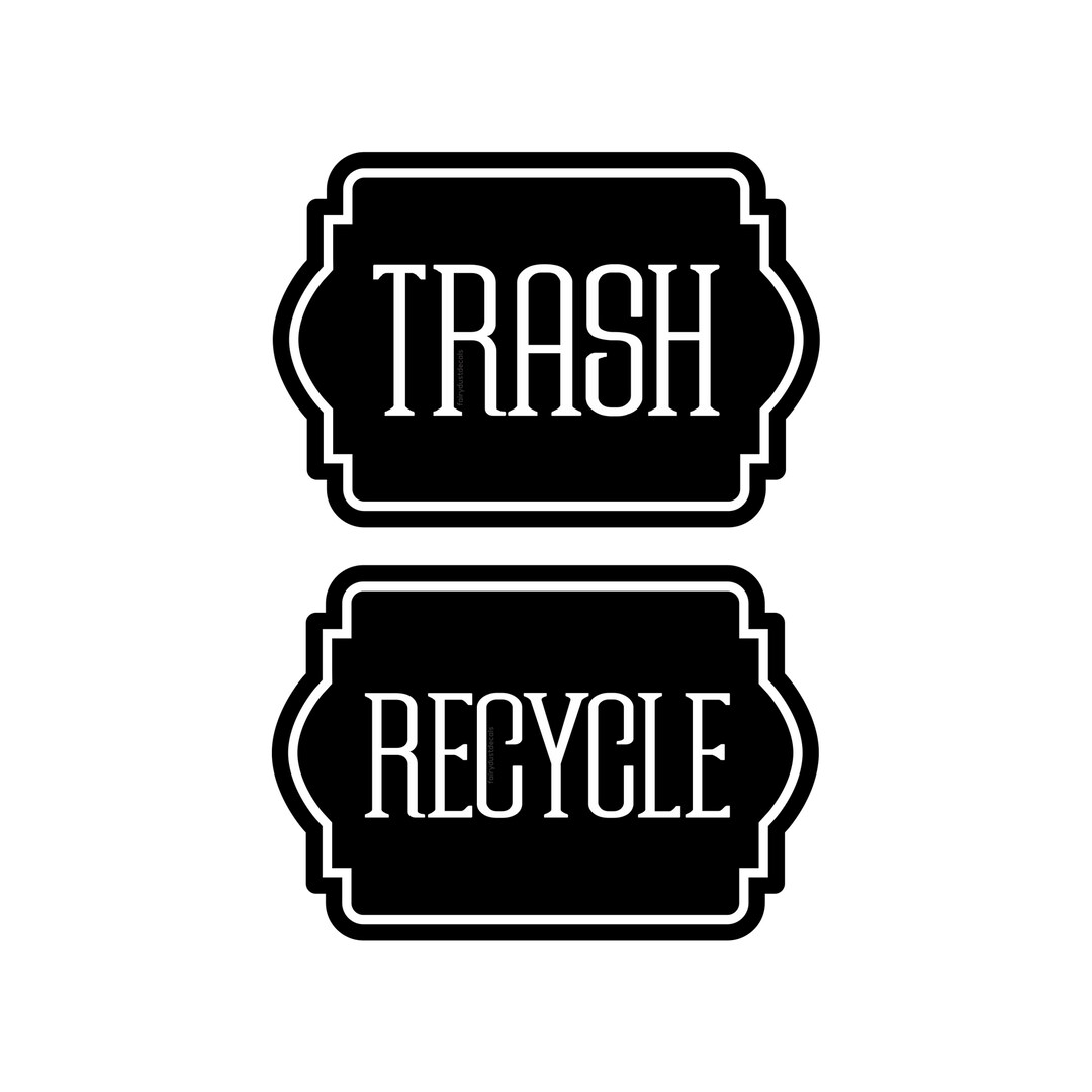 Trash and Recycle Decal Set, Garbage Barrel and Recycling Stickers ...
