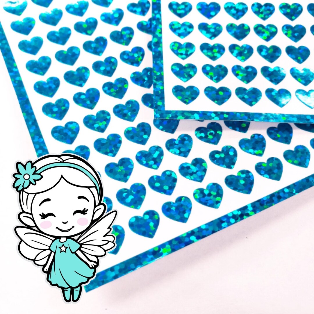 Turquoise Glitter Heart Stickers for Planners, Reward Charts, Journals ...